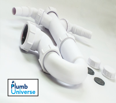 Sink Waste P Trap Double OR Single Spigot Inlet For Appliances 40mm 1&1 ...
