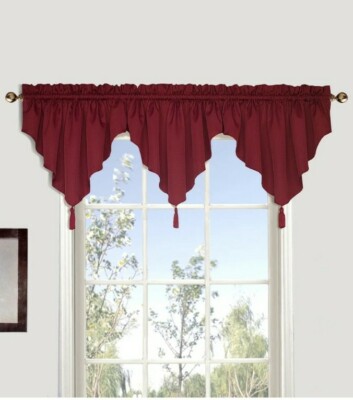New! Sterling woven Valance with tassel 40 W x 24 L burgundy | eBay