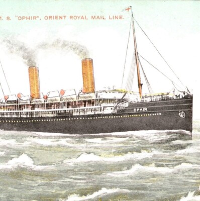 RMS Ophir Orient Royal Mail Line liner shipping postcard antique ship ...