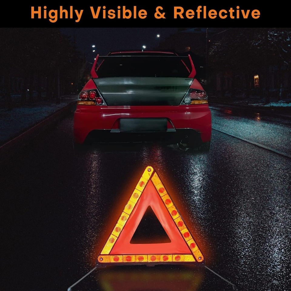 Warning Triangle Kit Emergency Reflective Sign Vehicles Safety Roadside ...