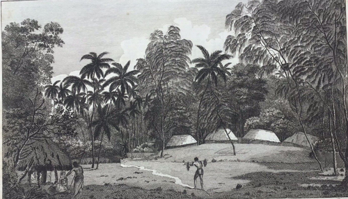 1784 Captain Cook - Tonga - "View of A Fiatooka or Burying Place on ...
