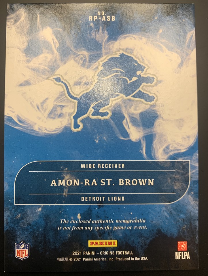 Amon-Ra St. Brown - 2021 NFL Origins - Rookie 3 Color Patch - 74/99 | eBay