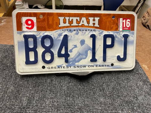 License Plate Tag Vintage Utah B84 1PJ 2016 "Greatest Snow On Earth ...