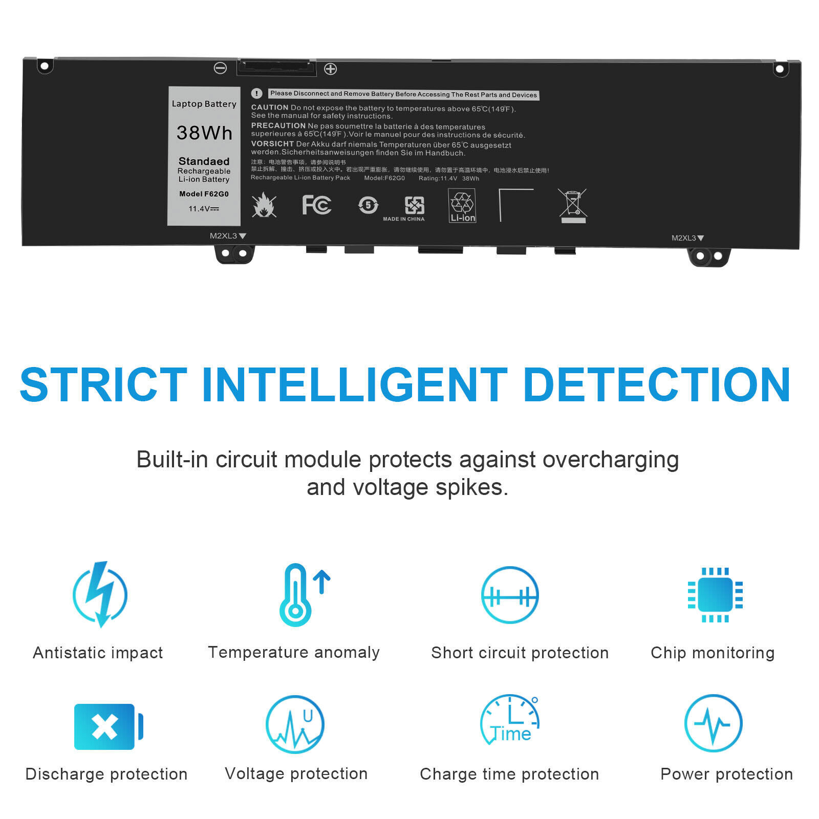 F62G0 Battery for Dell Inspiron 13 7000 i7373 7386 2-in-1 RPJC3 39DY5 ...