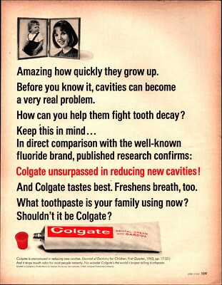 Vintage advertising print ad toothpaste COLGATE How Quickly the Grow Up ...