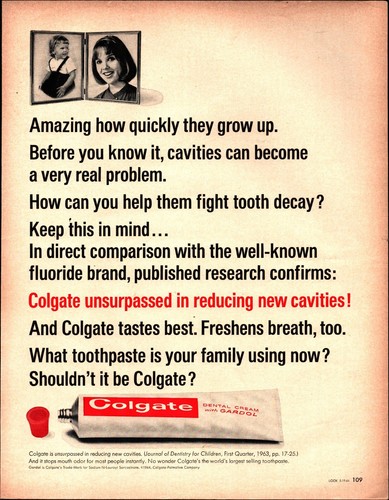 Vintage advertising print ad toothpaste COLGATE How Quickly the Grow Up ...