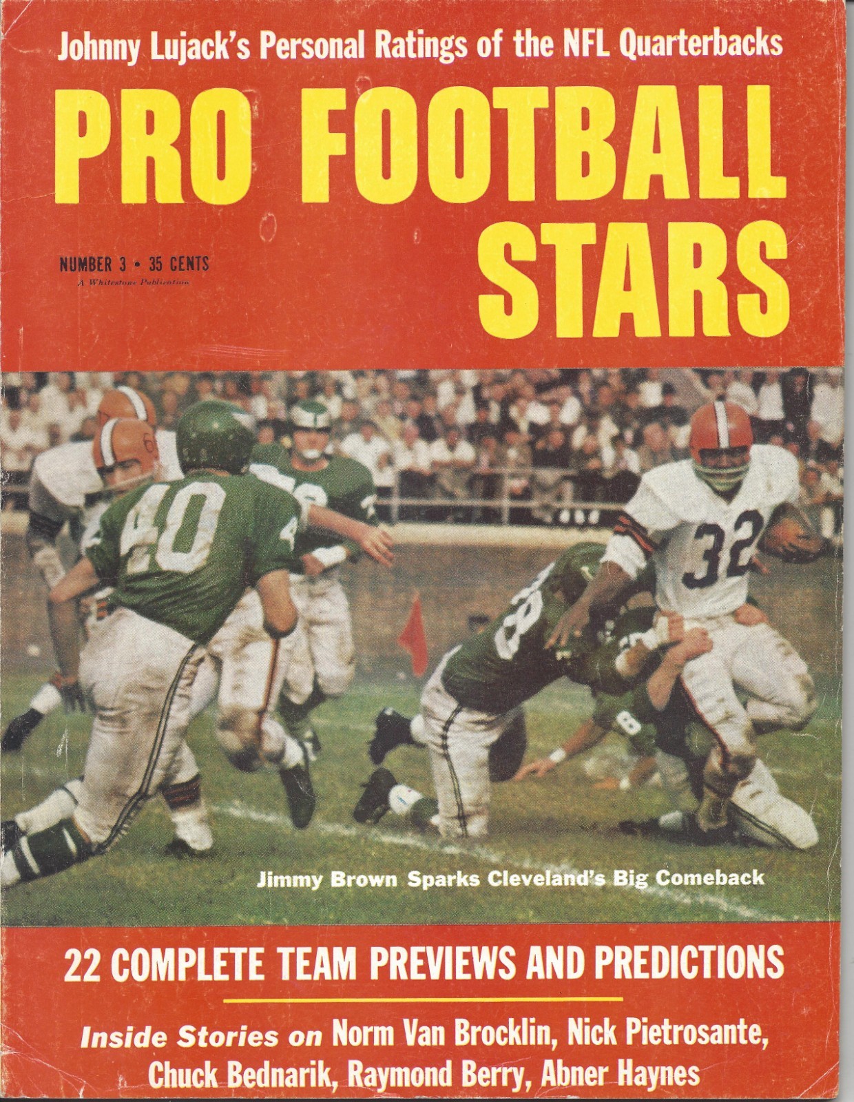 1961 Pro Football Stars magazine Jim Brown, Cleveland Browns Chuck ...