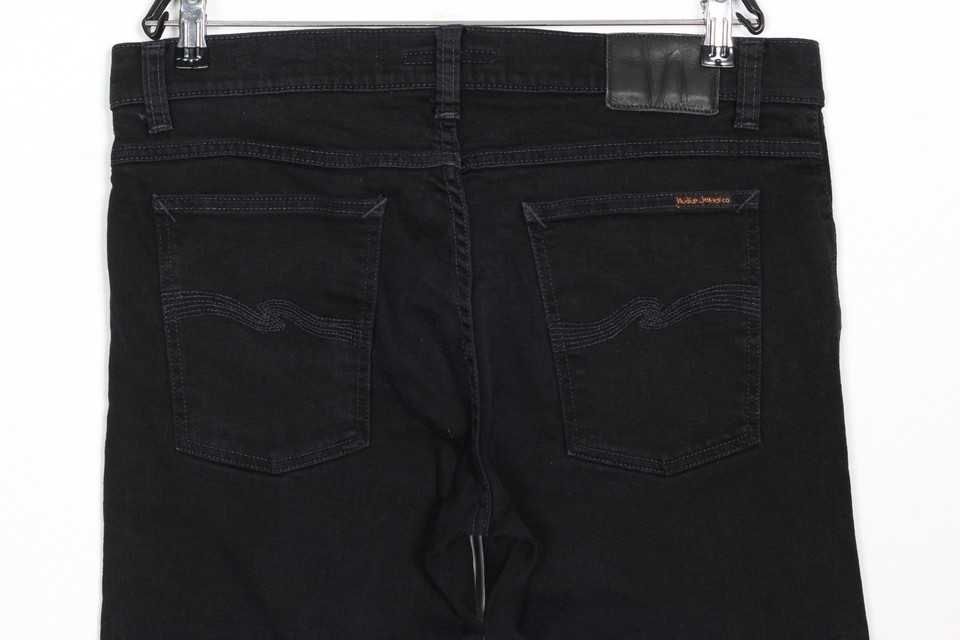 NUDIE JEANS TILTED TOR Dry Ever Black Jeans Uomo Taglia W36 ~L32 Slim ...