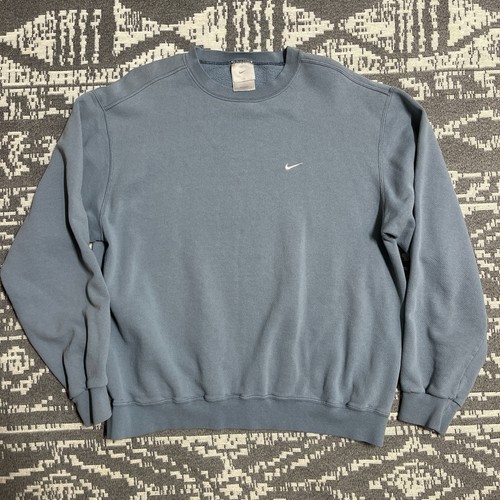 Vtg 90s Nike Mini Swoosh Embroidered Sweatshirt M Powder Blue Crewneck ...