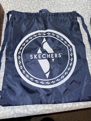 SKECHERS Blue Drawstring Shoe Dust Bag Cinch Backpack Straps Reusable ...