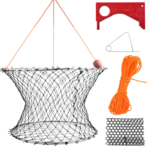 1Pack/2Packs Double Ring Crab Trap Steel Ring Crab Net 24" Top Ring, 20 ...