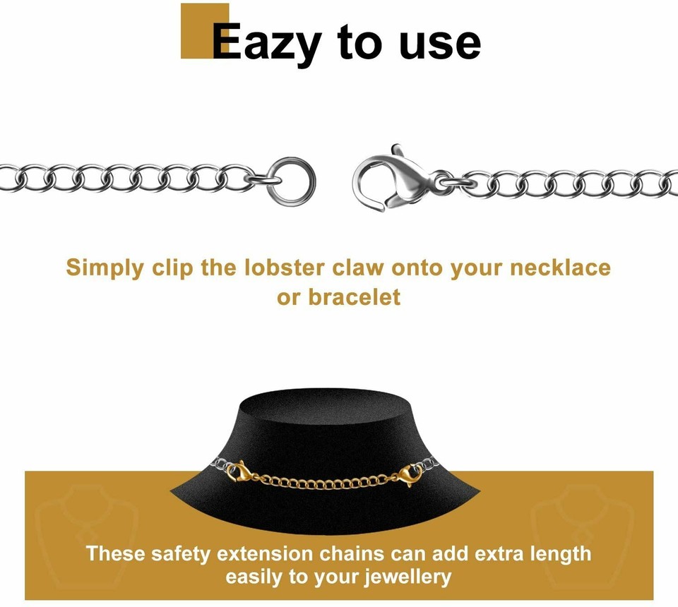 2-Pack Extender /Safety Chain Extender Necklace Bracelet Lobster lock 3 ...