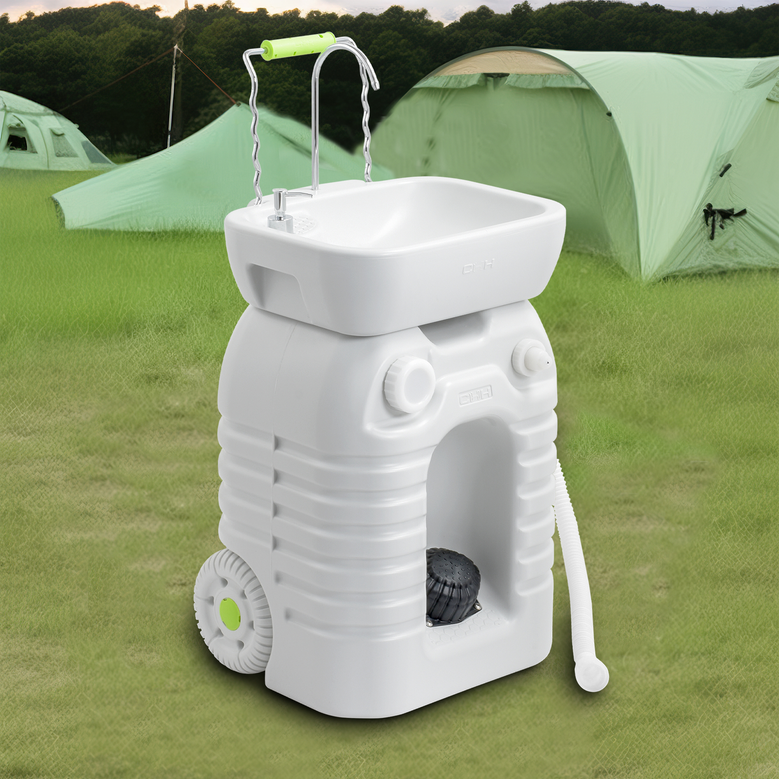 Outdoor Portable Camping Sink w/Soap Dispenser 45L Rolling Hand Wash ...