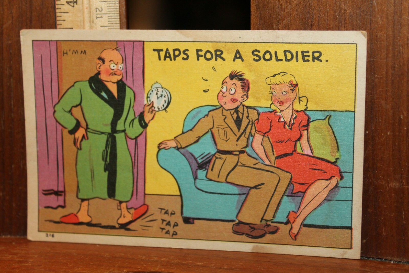 Antique Post Card ca 1940 Comic Taps for a Soldier Pretty Girl Kiss | eBay