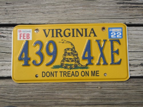 Virginia Dont Tread on Me License Plate Snake Gadsden Flag Don't VA ...