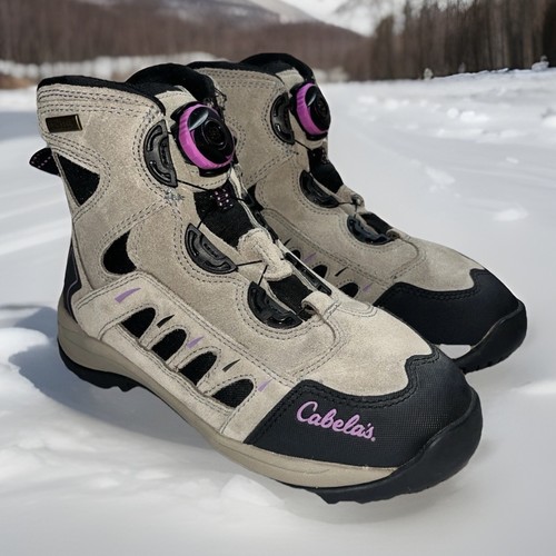 Cabelas Snow Runner Boots Womens 8 D Boa Grey Black Quick Lace Hiking ...