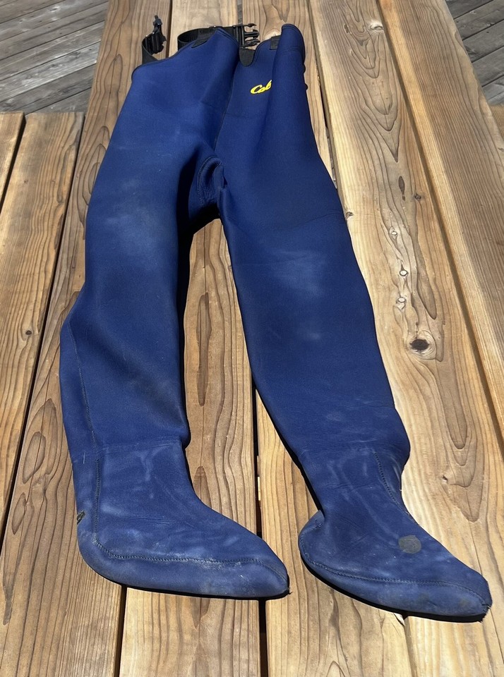 Vintage Cabelas Blue Neoprene/Nylon Adjustable Chest Waders w/ Boots ...