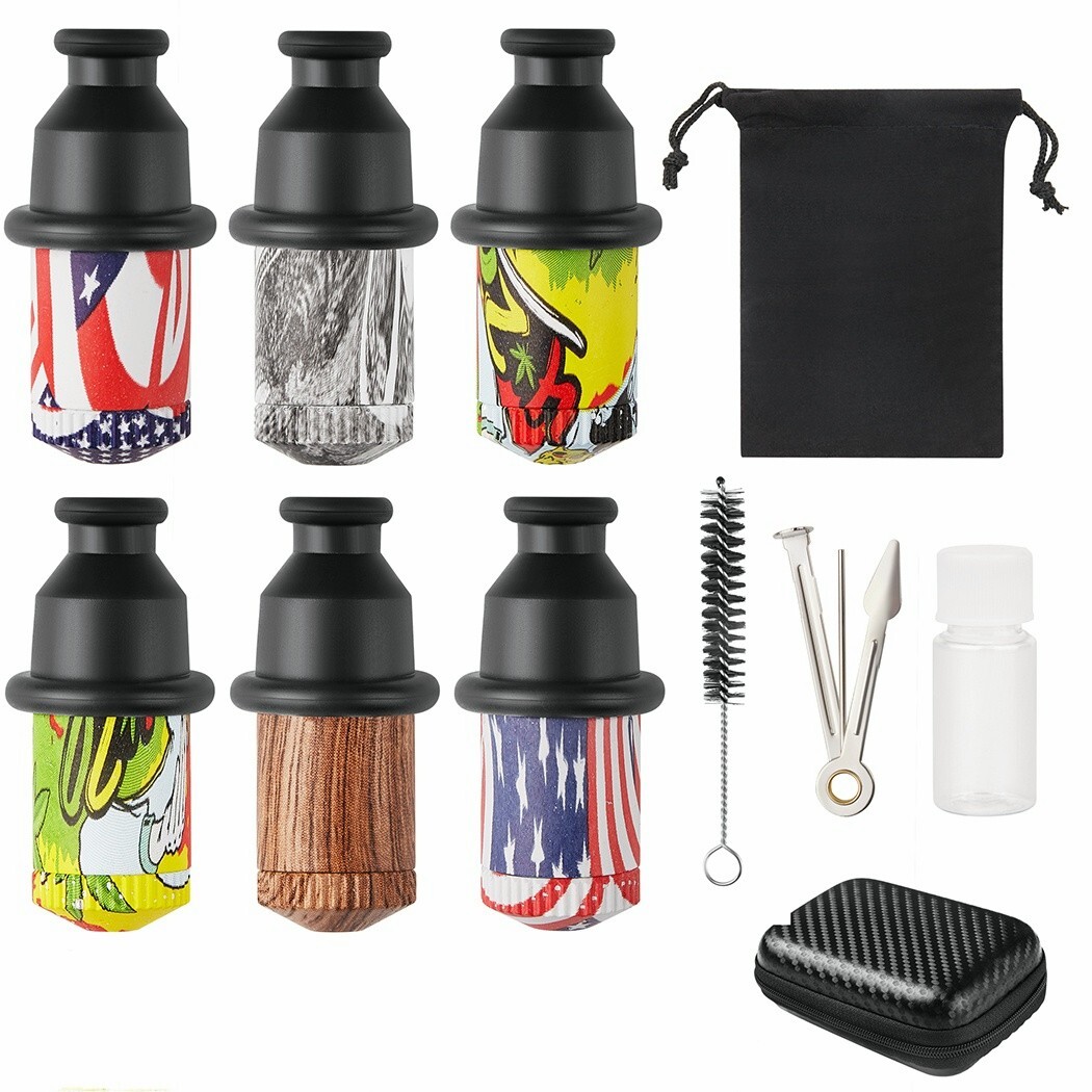 6 Pc Sneak a Toke One Hitter Pipes Metal Tobacco Smoking Pipe With Box ...