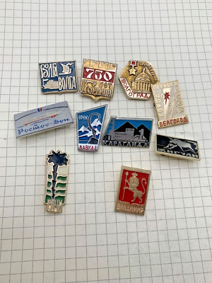 Lot 10 Pin Badges City Giguli Sochi Karaganda and other Soviet USSR ...