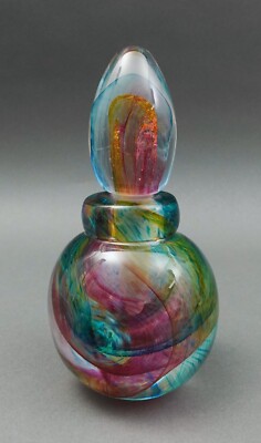 Andrew Shea Signed Hand Blown Art Glass Swirl Perfume Bottle With ...