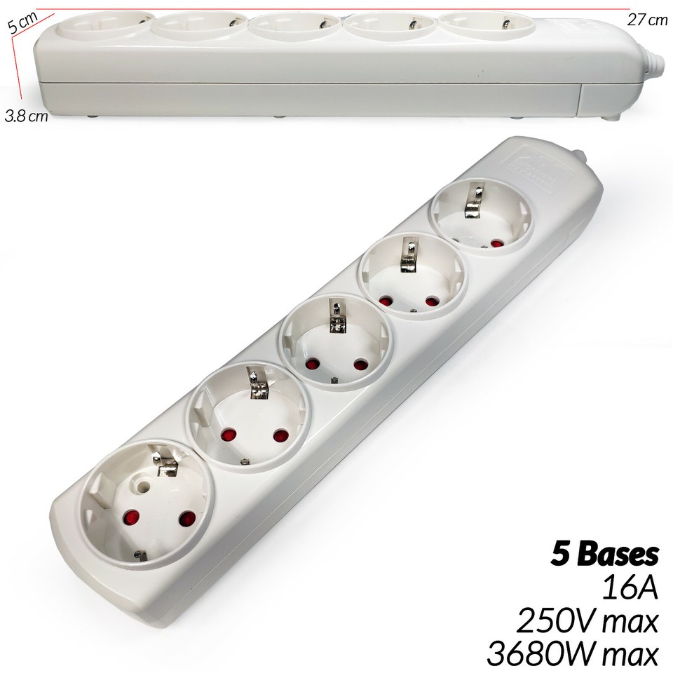 European Power Strip Socket 3680W Schuko Extension Cord 16A 250V | eBay