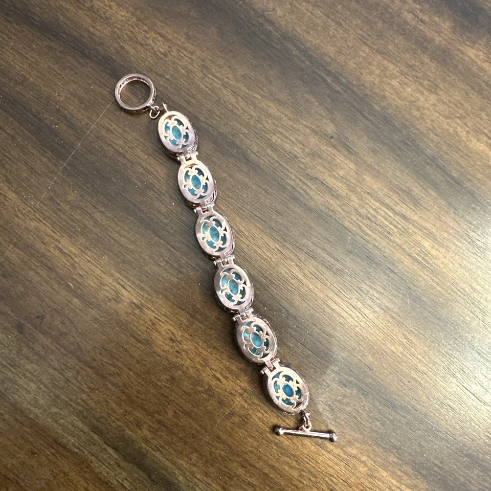 Timea Bracelet Copper Tone Blue JTV Signed BBJ 7.5" | eBay