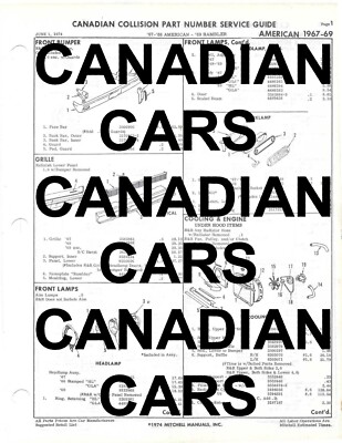 CANADA Collision part numbers 1967 & 1969 AMC American parts book Rogue ...