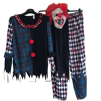 Fancy Dress Scary Clown Mask Costume Size Large Worn Once Stretch Waist ...