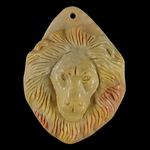 BI28003# Hand Carved Unique Lion Head Succor Creek Jasper Pendant Bead ...
