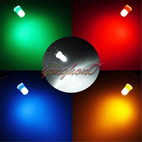 500pcs 3mm LED round top Light White Yellow Red Green Blue Assorted box ...
