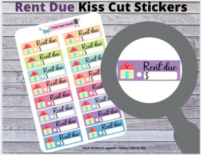 Rent Due Planner Stickers #81 / Planner Stickers / Journal Stickers | eBay
