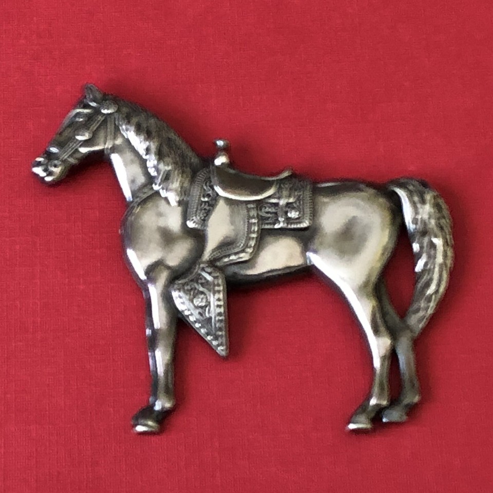 Vintage Sterling Silver Extra Large Equestrian Horse Fancy Saddle Pin ...