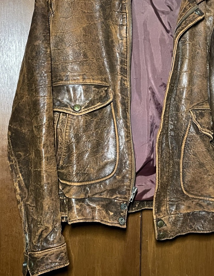 Vintage Distressed Well Worn Thrashed Leather Jacket Sz M-L | eBay