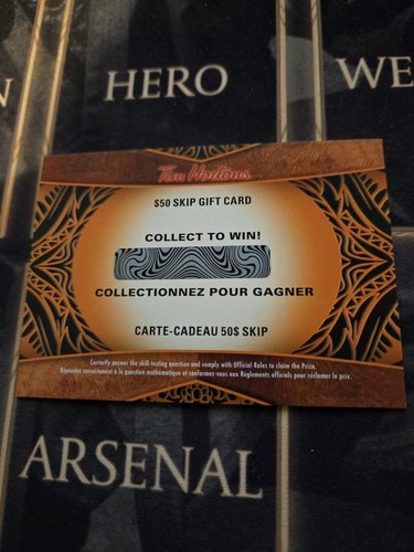 2025-2026 Upper Deck Tim Hortons Collector's Series 50$ SKIP GIFT CARD ...