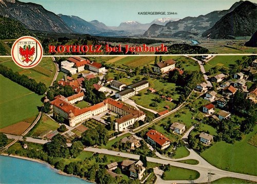 73953206 Rotholz_Tirol Fliegeraufnahme mit Schloss und Kaisergebirge ...