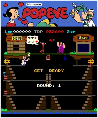 Popeye Authentic Arcade Marquee 20x24 Nintendo Video Game Giclee Art ...