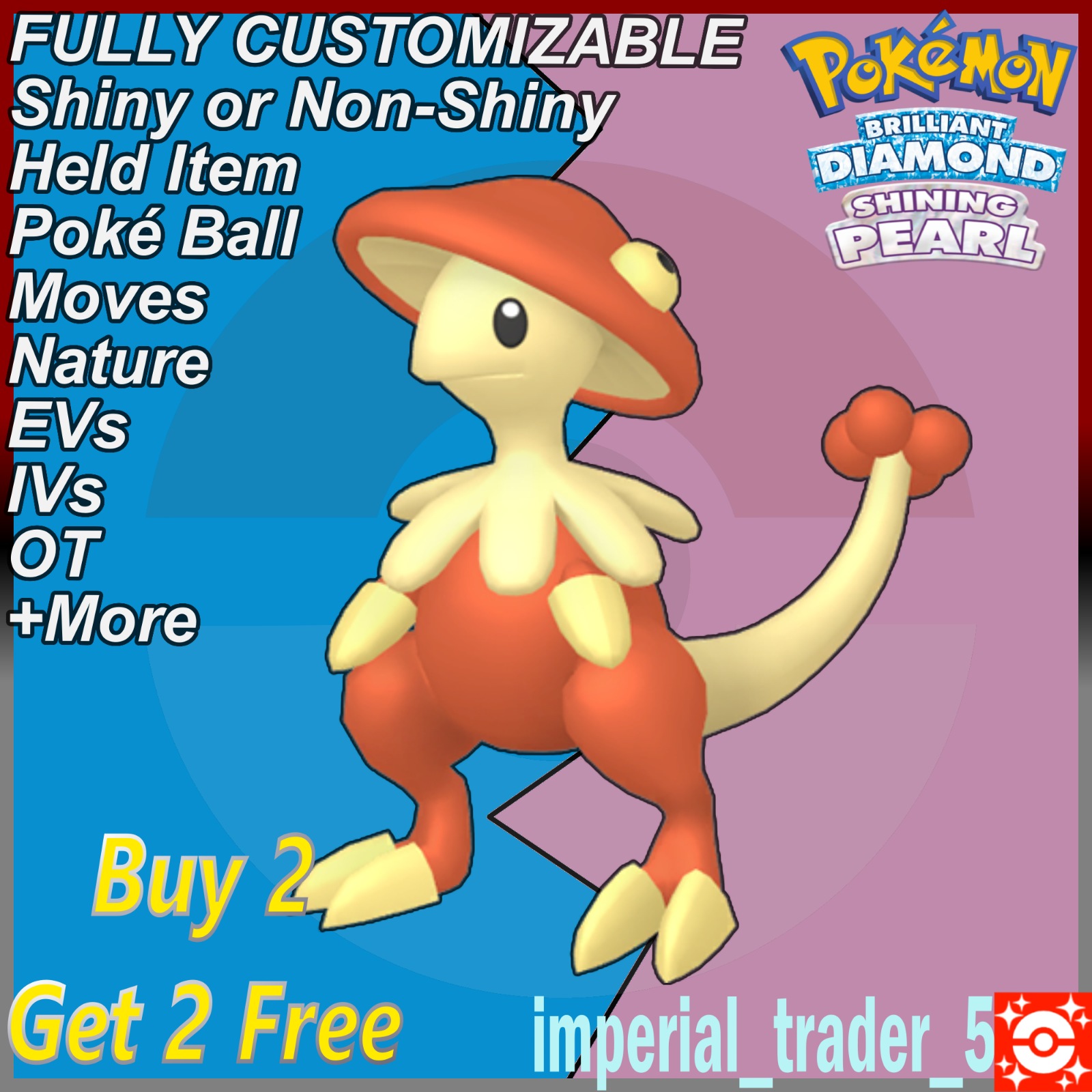 Pokemon Brilliant Diamond & Shining Pearl Shiny Breloom 6IV ...