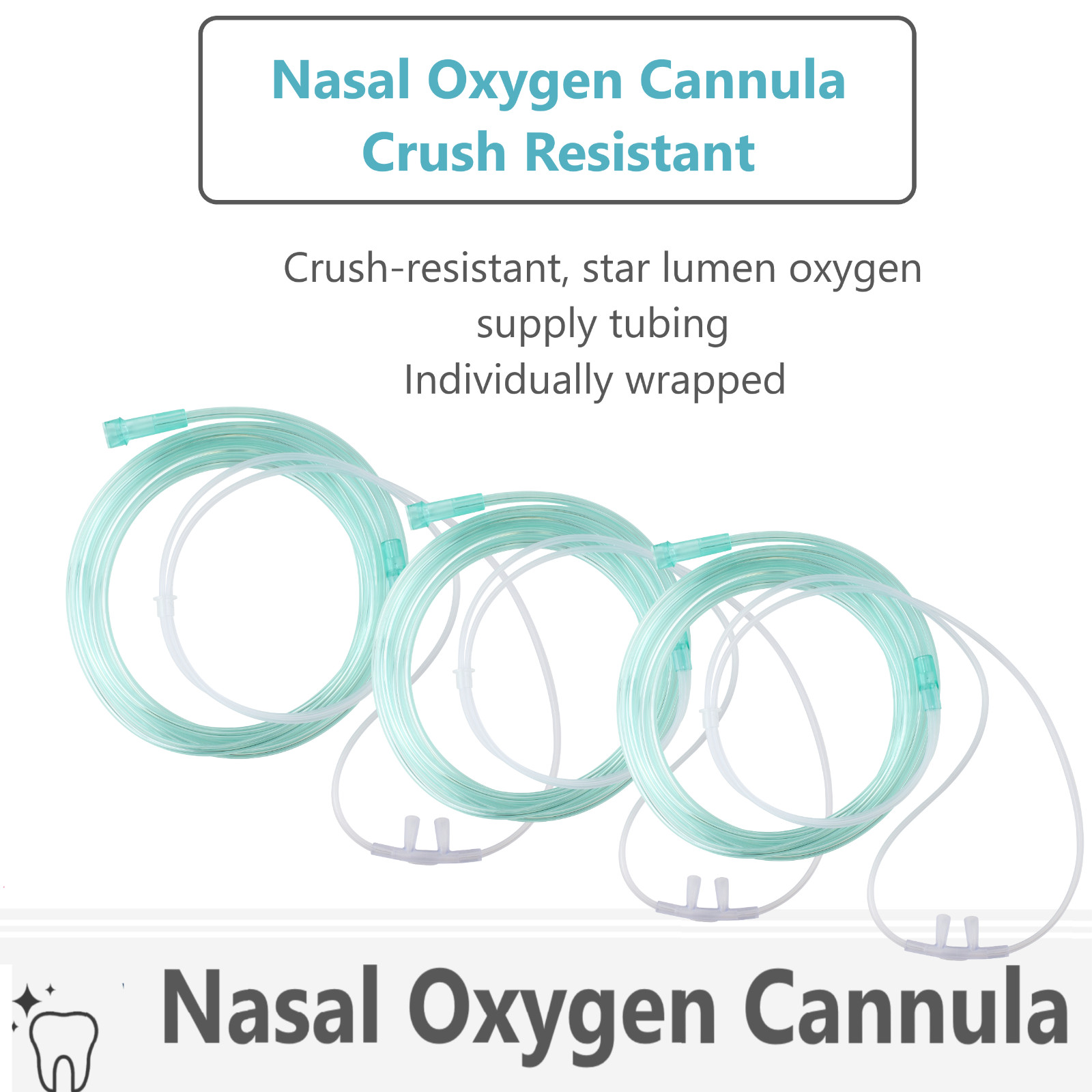 Adult Flared Tip Soft Nasal Oxygen Cannula Flex Cannulas, 10 Pack