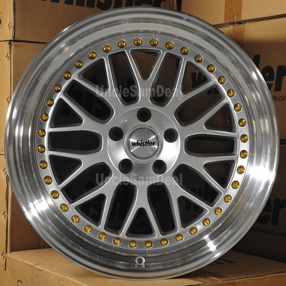 19x9.5 19x11 Staggered Whistler SK10 Silver Mesh Spoke Wheels 5x114.3 4 ...