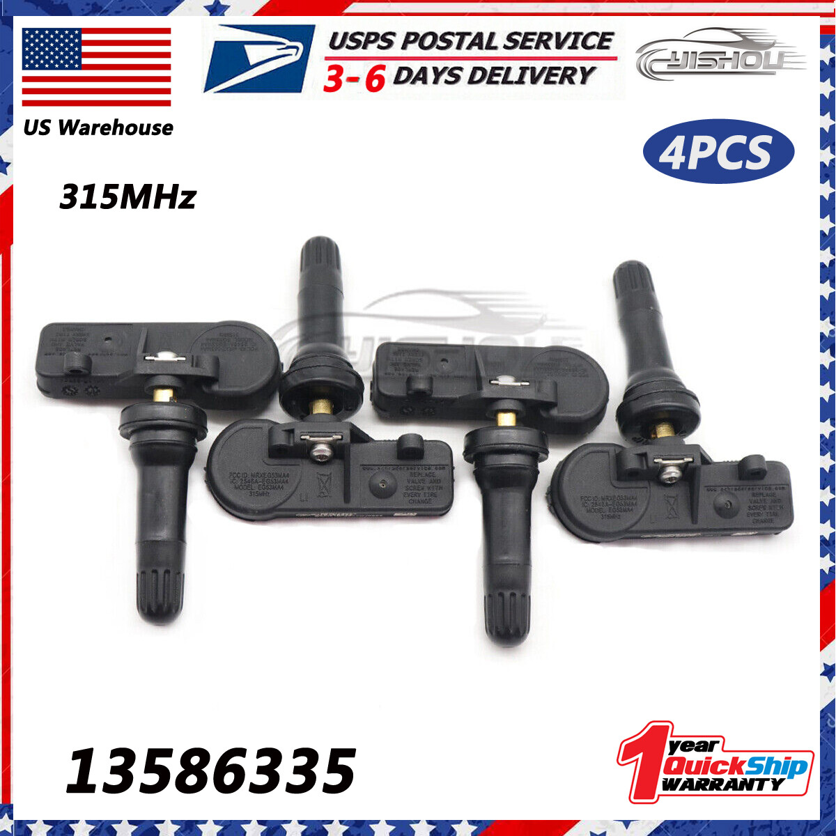 NEW Set of 4 TPMS Tire Pressure Monitoring Sensors Fit For Chevy GMC ...