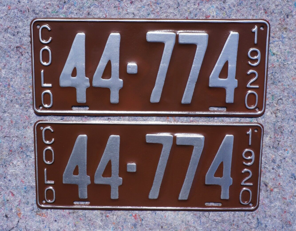 1920 COLORADO License Plate Plates PAIR - RARE SET | eBay