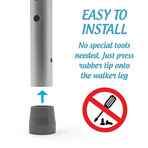 Universal Walker Replacement Legs with Free Rubber Tips - Gray - 1 Pair ...