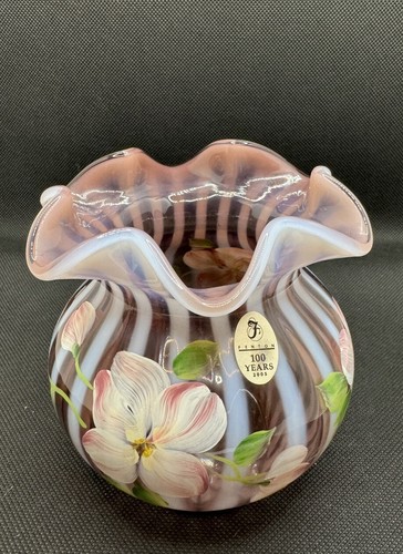 Fenton Amethyst Opalescent Rib Bone pattern - Hand Painted By S ...