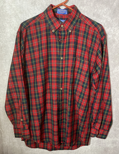 Pendleton Sir Pendleton Shirt Mens Medium Red Green Plaid Wool Button ...