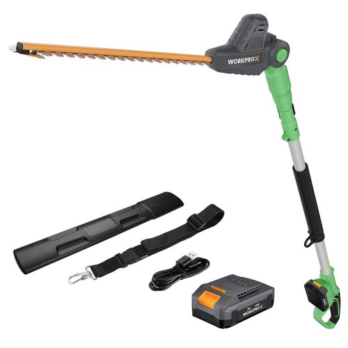 WORKPROX 20V Cordless Pole Electric Hedge Trimmer 2.0Ah Battery ...