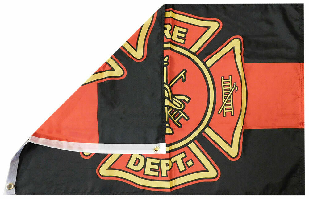 3X5 Fire Dept Department Thin Red Line BADGE EMBLEM PRINTED Nylon Flag ...