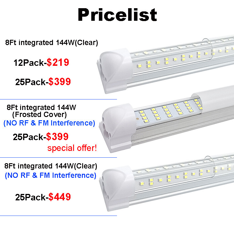 T8 8FT LED Shop Lights Linkable Fixture 144W LED Garage Light High ...