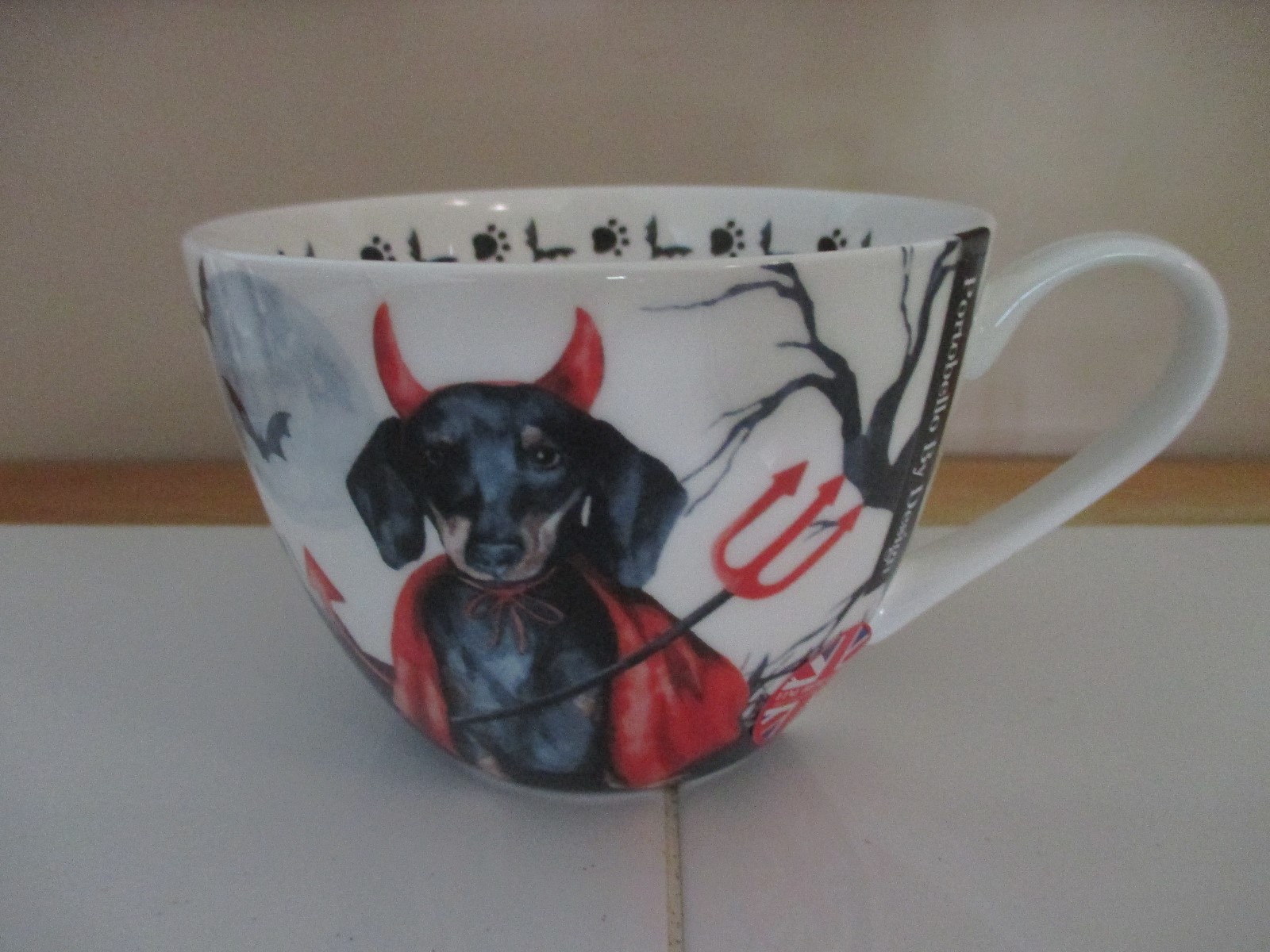 Portobello by Design "Devil Dachshund" Halloween Large Dog Mug/Cup-Bone ...
