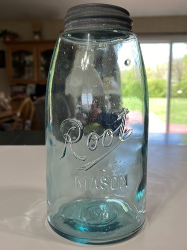 1906-1909 Root 1/2 Gallon Mason Cornflower Blue Canning Jar-Excellent ...