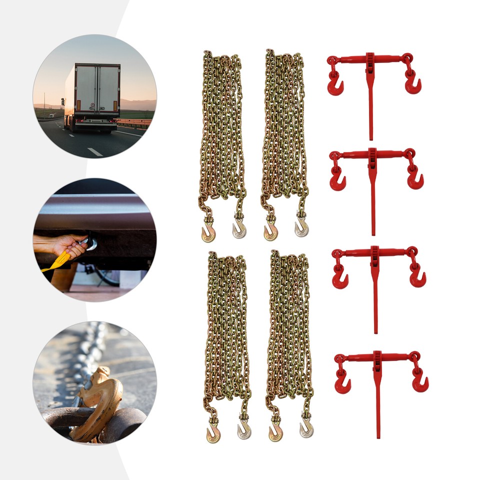 4 Chain and Binder Kit Lever Binders5/16"-3/8" Chain Binders Boomer Tie ...